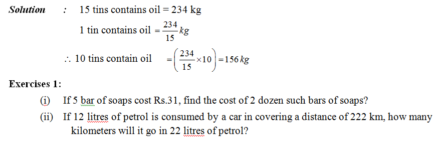 Unitary Method | Unitary Method Ratio and Proportion