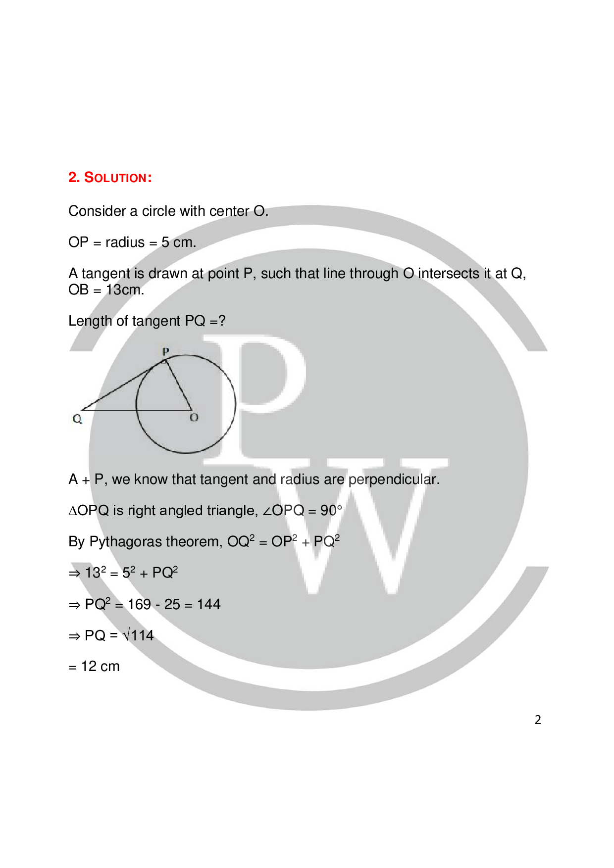 RD Sharma Class 10 Solutions Chapter 10-Circles Exercise 10.2 | PW