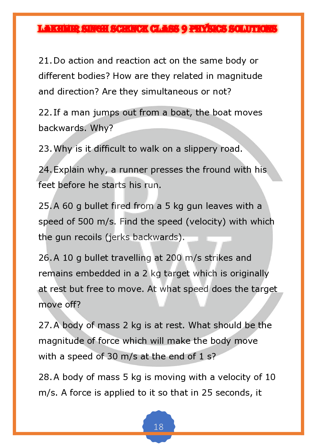 Lakhmir Singh Physics Class 9 Chapter 2-Force and laws of motion ...