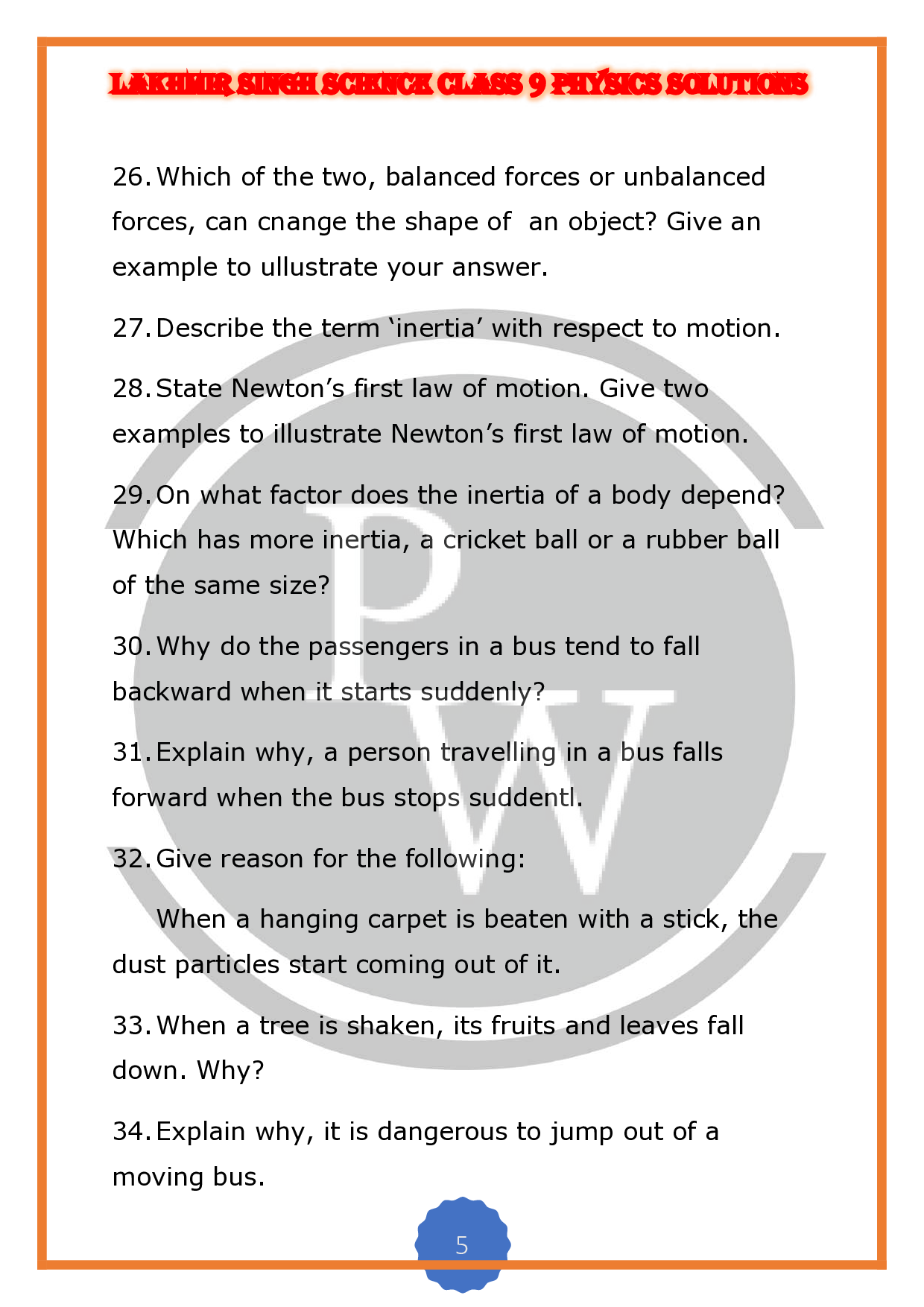 Lakhmir Singh Physics Class 9 Chapter 2-Force and laws of motion ...