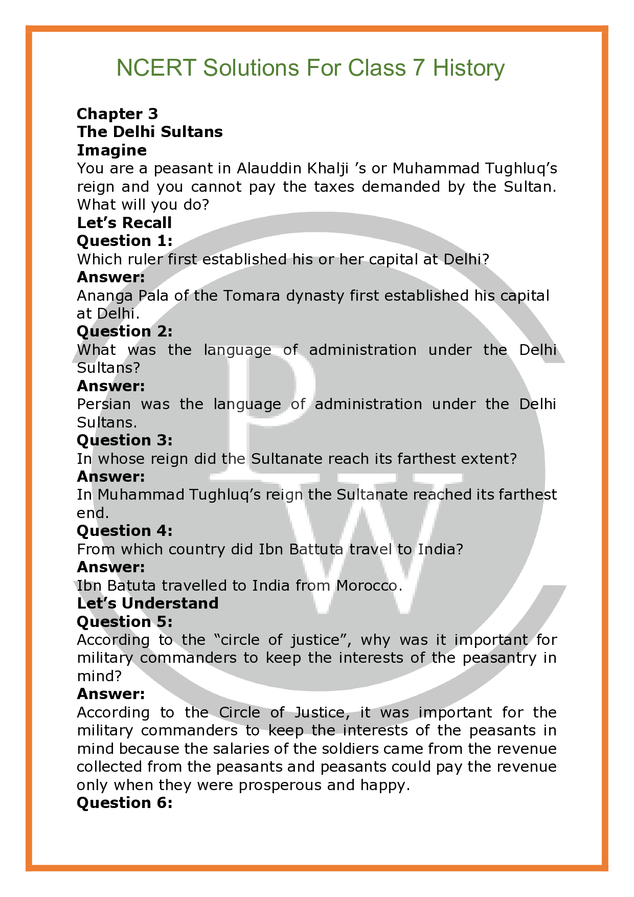 Ncert Class 7 History Chapter 3 The Delhi Sultans English Cbse Baysection