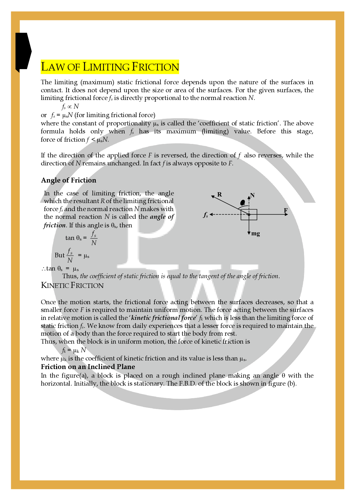 Law of Limiting Friction|Physics Wallah