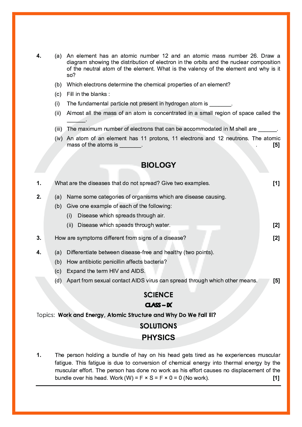 CBSE Sample Paper-6 class 9 Science with solution | Physics Wallah