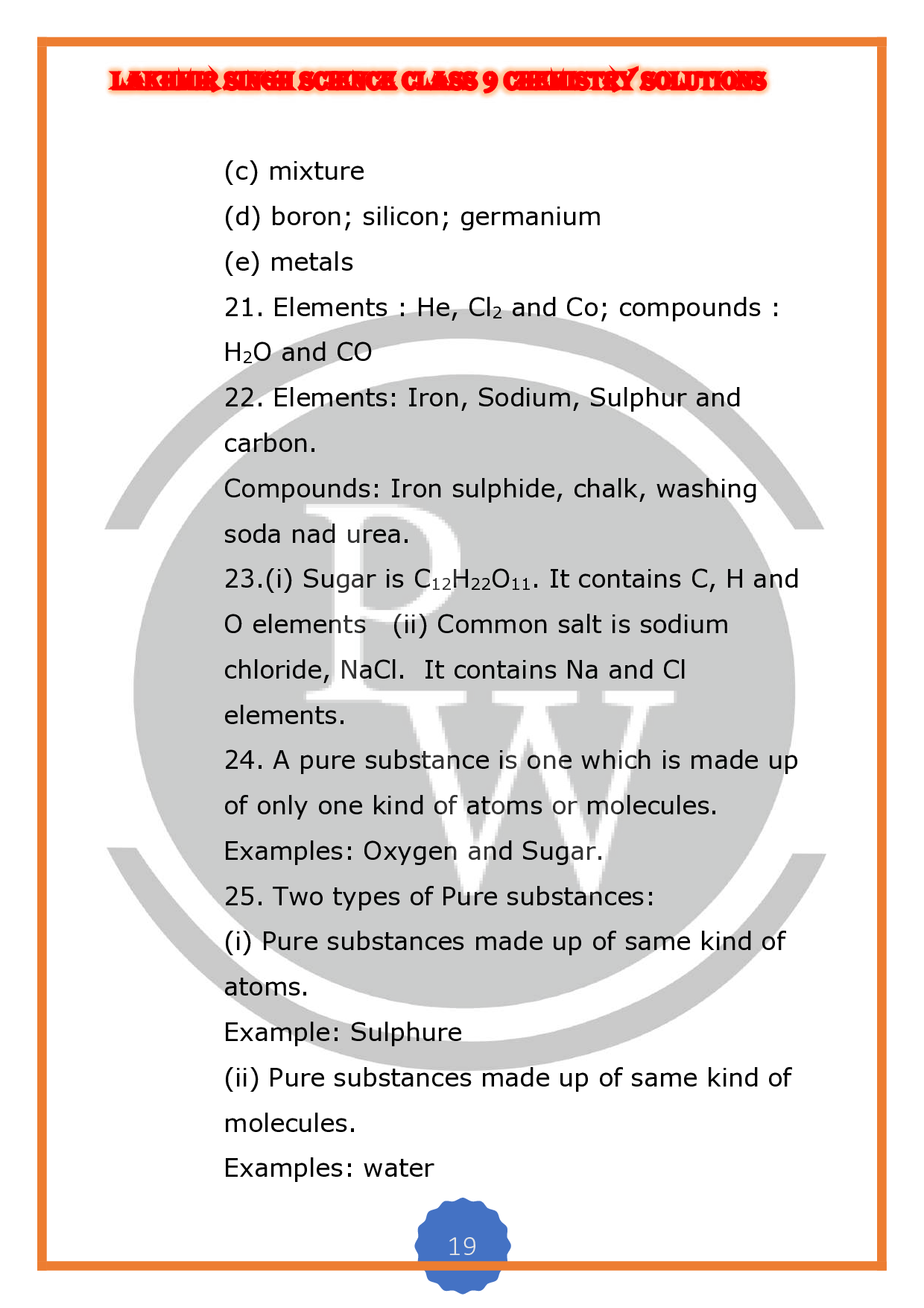 Matter Around Us Pure? Solutions Lakhmir Singh Chemistry Class 9