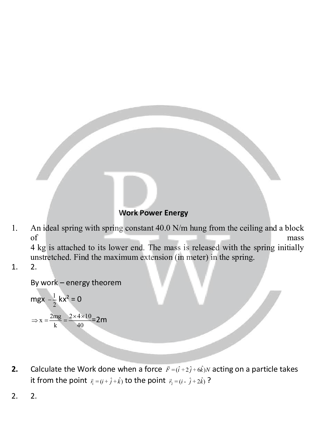 Work Power Energy for JEE Physics