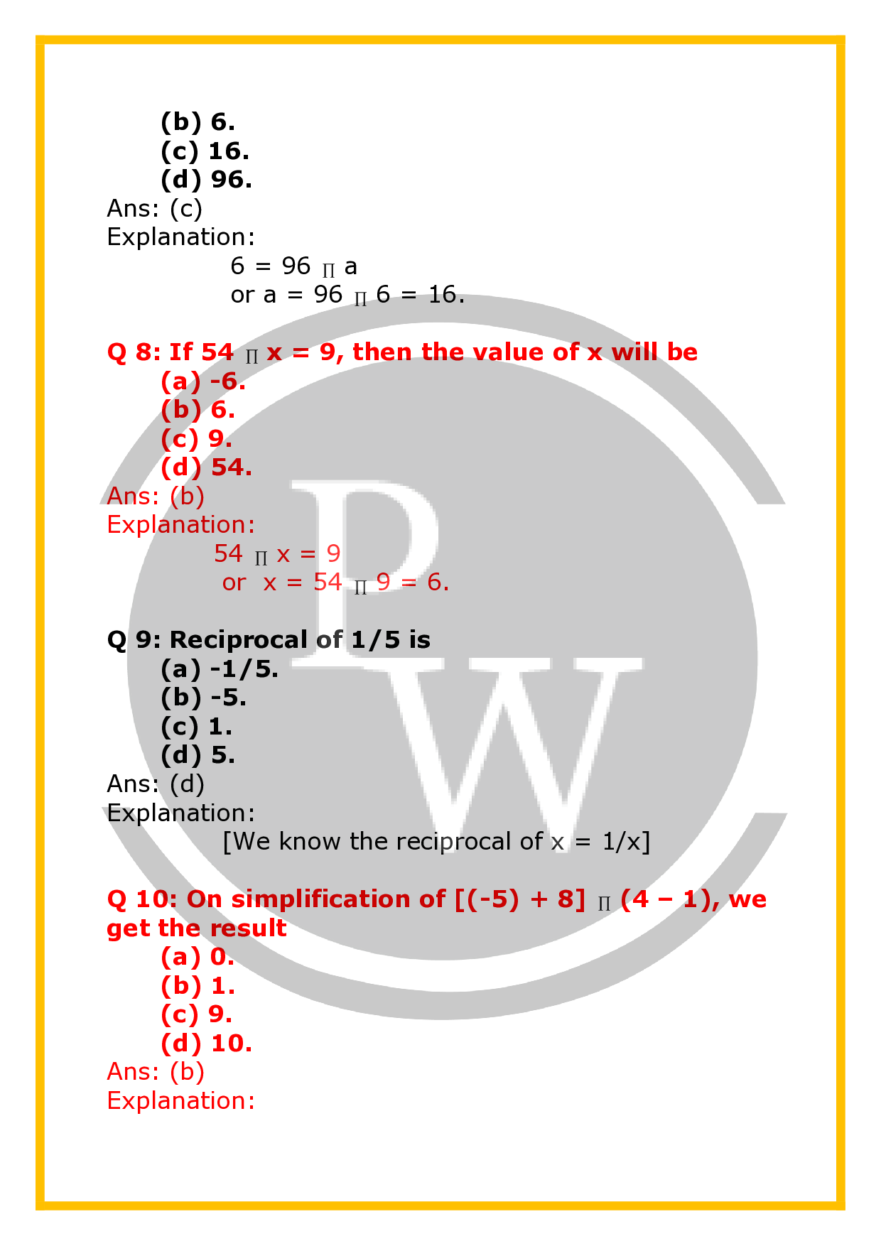 CBSE Worksheet For Class 7 Maths Chapter 1 Integers PW CBSE Worksheet For Class 7 Maths Chapter 1 Integers PW