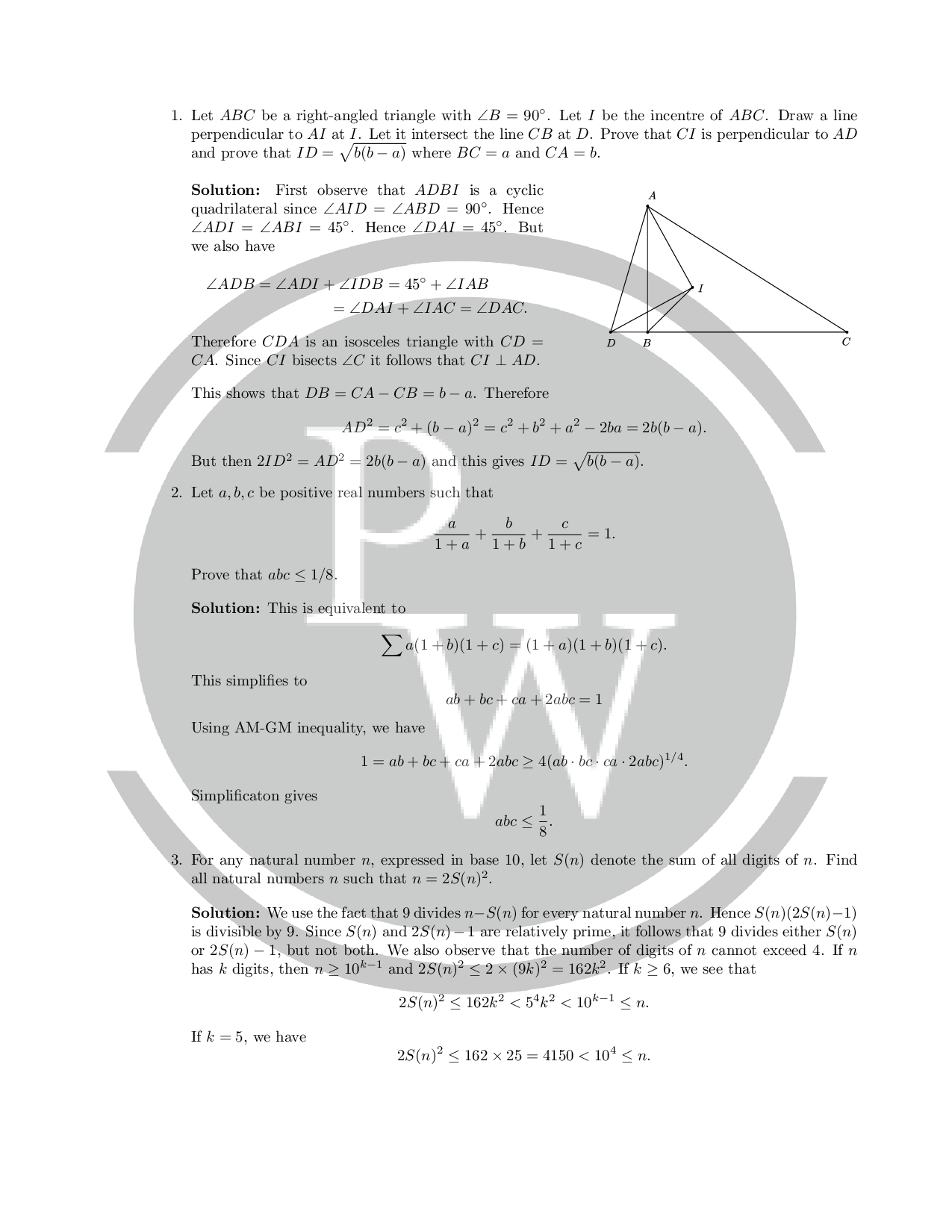 Regional Mathematical Olympiad 2016 Question with Solutions| Physics Wallah