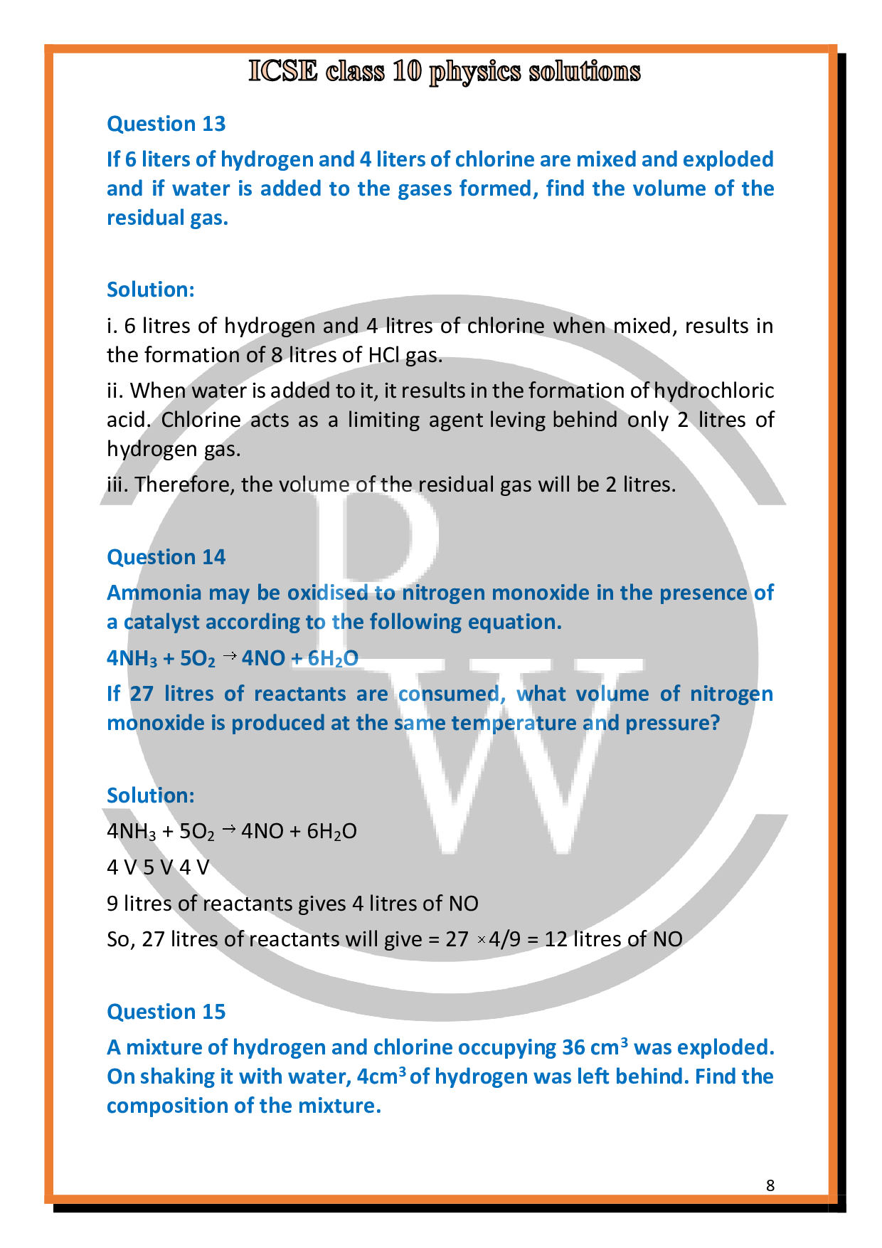 ICSE Class 10 Chemistry solutions for chapter-5 Mole Concept | PW