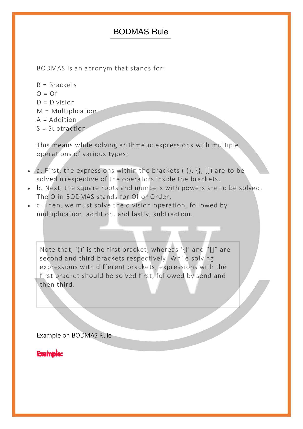 Explanation and Example of BODMAS Rule | Physics Wallah