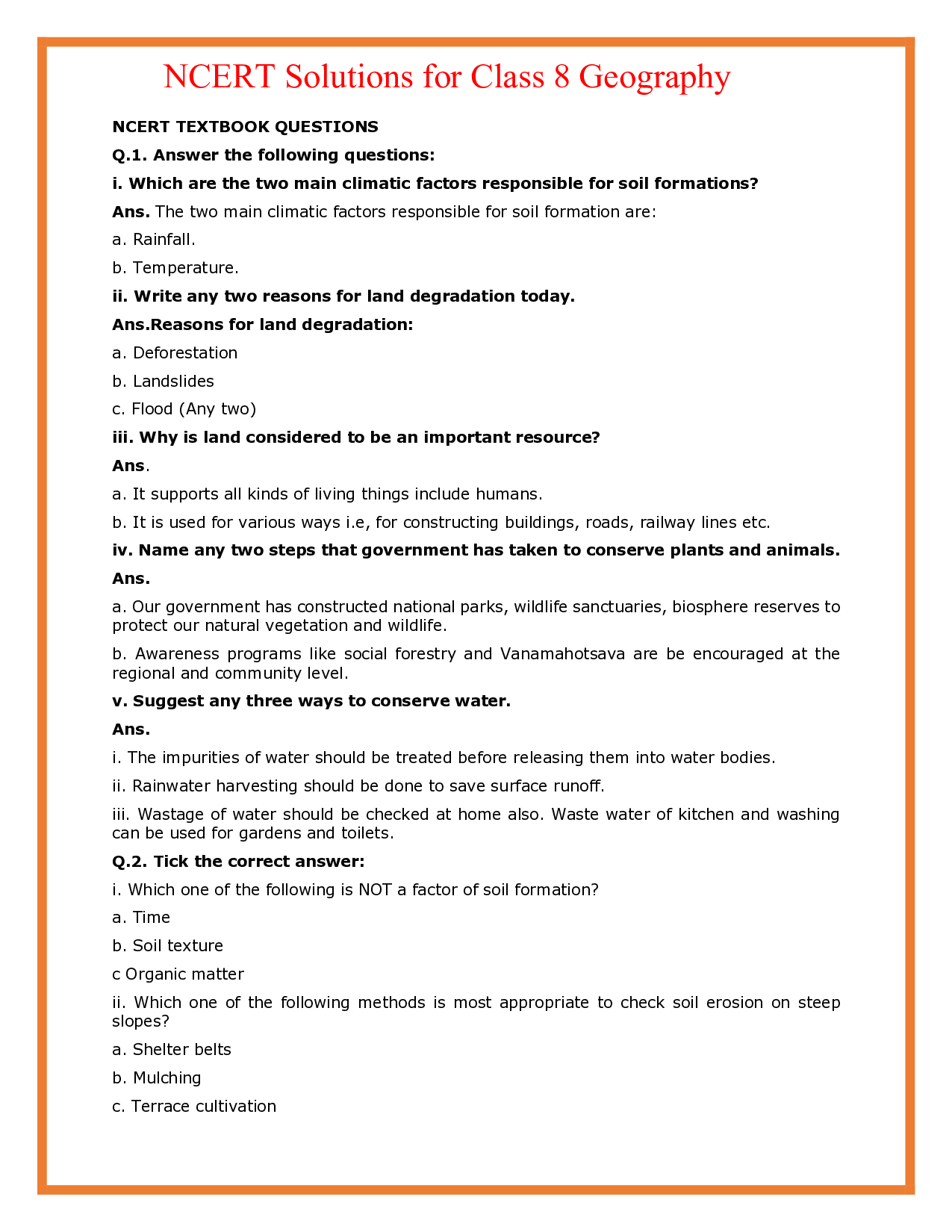 NCERT Solutions for Class 8 Geography Chapter 2 |PW