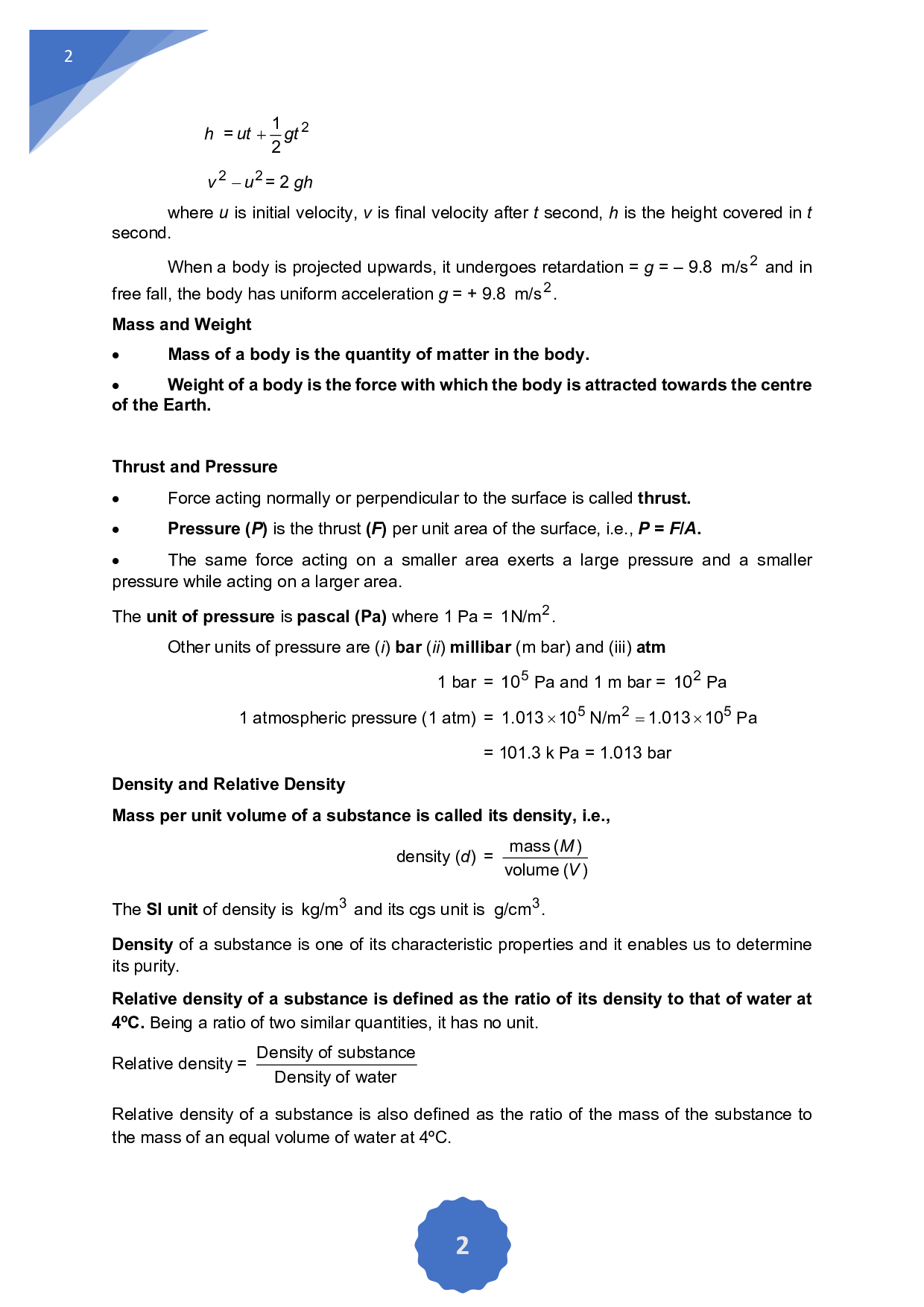 Physics Formula for Class 9 Gravitation | Physics Wallah