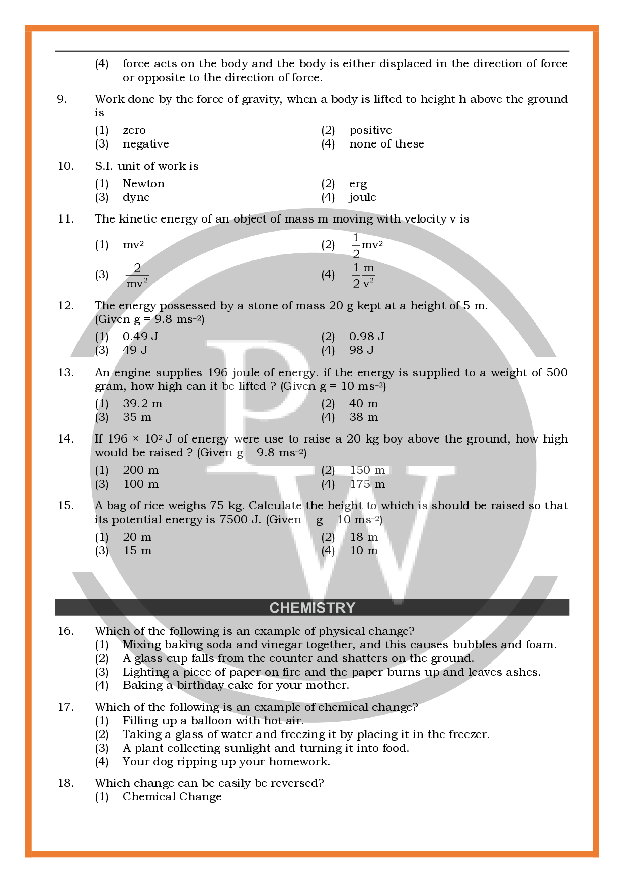 Class 7 Science Worksheet-6 With Answer key |Physics Wallah