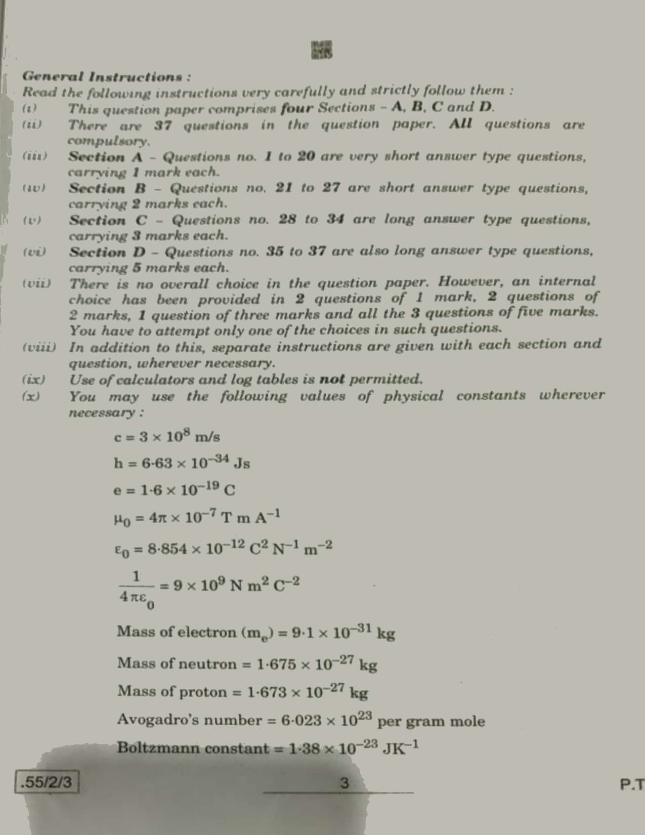 Class 12 Physics year 2020 CBSE previous year question papers | PW