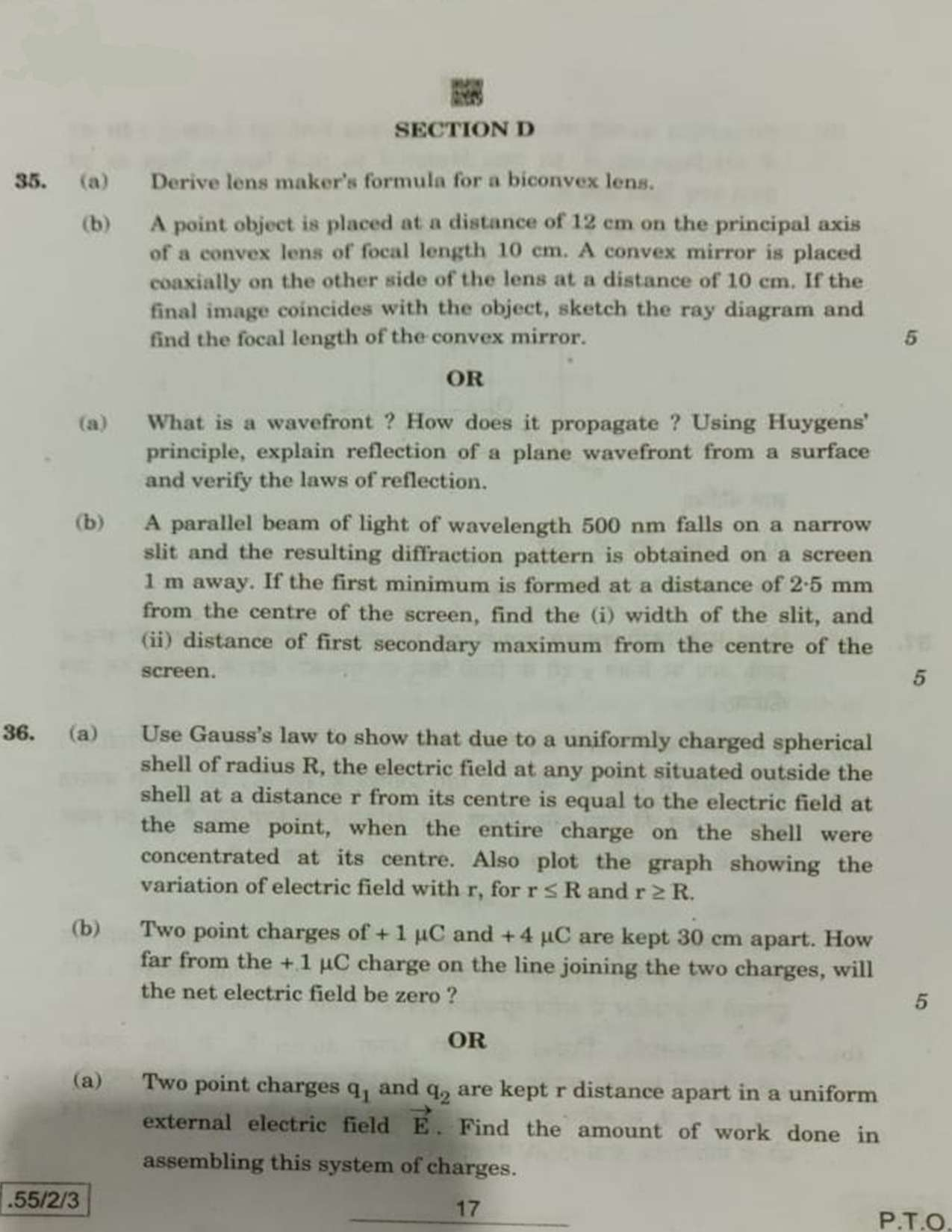 Class 12 Physics year 2020 CBSE previous year question papers | PW