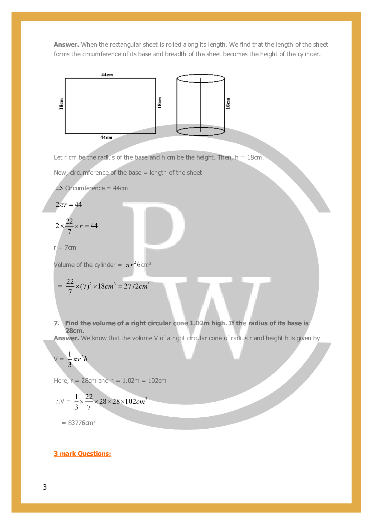 Important Questions For Class 8 Maths PDF