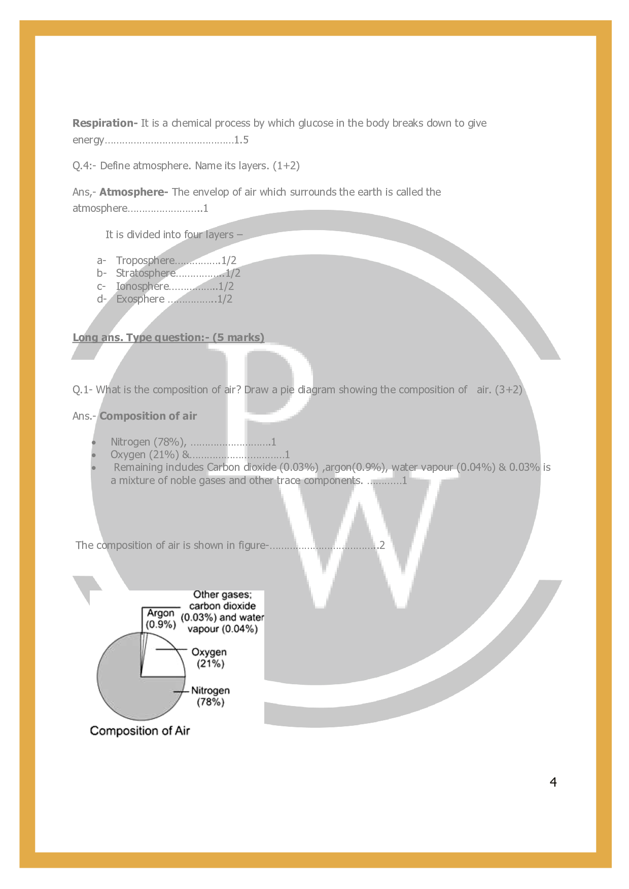 class 6 science worksheets Chapter 15-Air Around Us | Physics Wallah