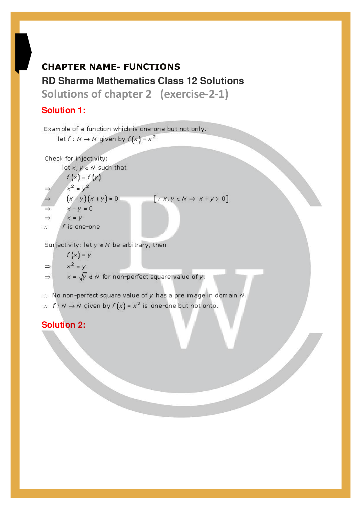 Solutions for class 12 maths chapter-2 Exercise-2A RD Sharma | PW