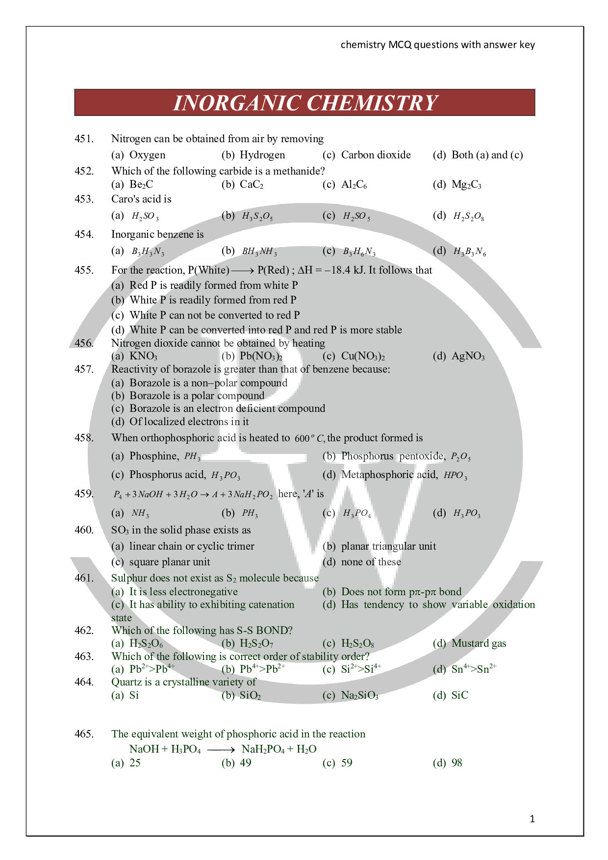 Inorganic Chemistry Questions Physics Wallah Inorganic Chemistry Questions Physics Wallah