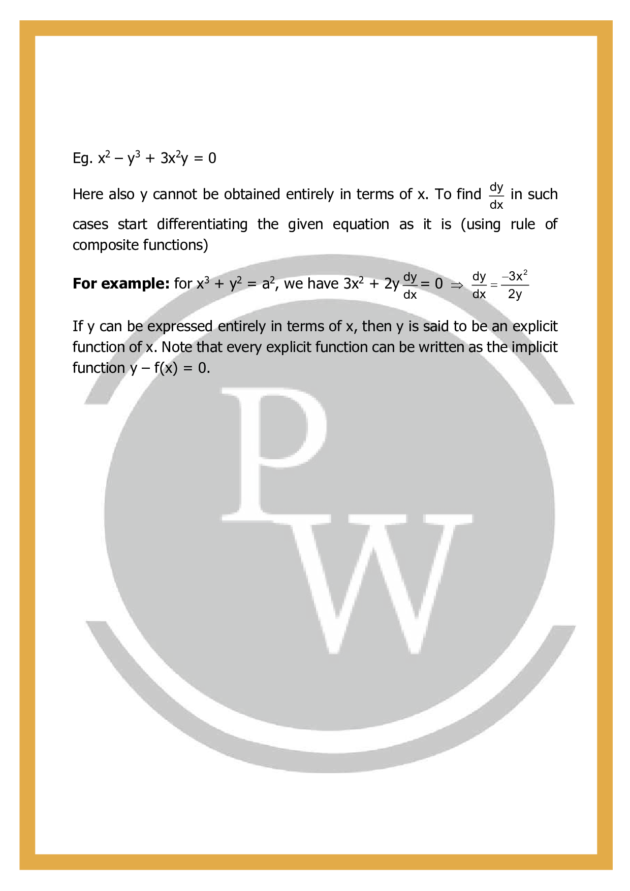 Derivative of Function in Parametric Form|Maths