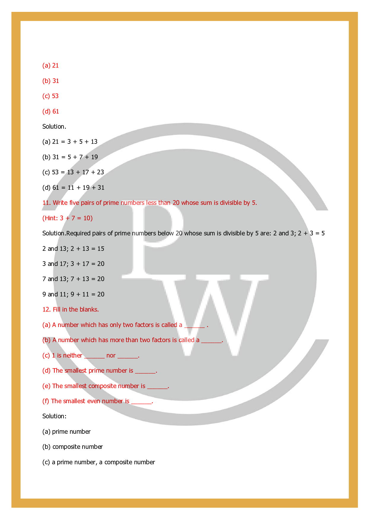NCERT Solutions For Class 6 Maths Chapter 3 Playing With Numbers PW