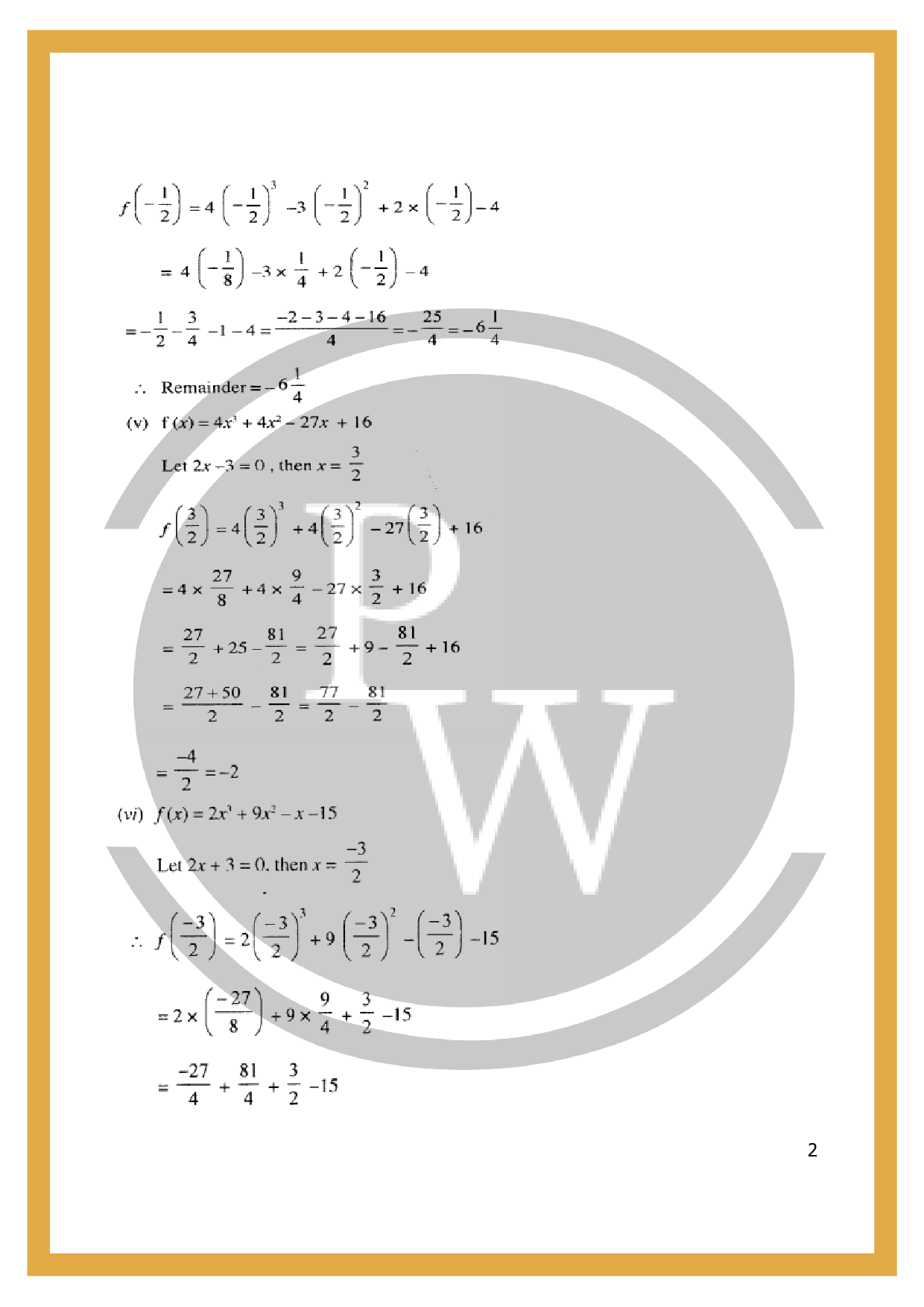 ICSE Class 10 Maths Exercise-8A Remainder and Factor Theorems