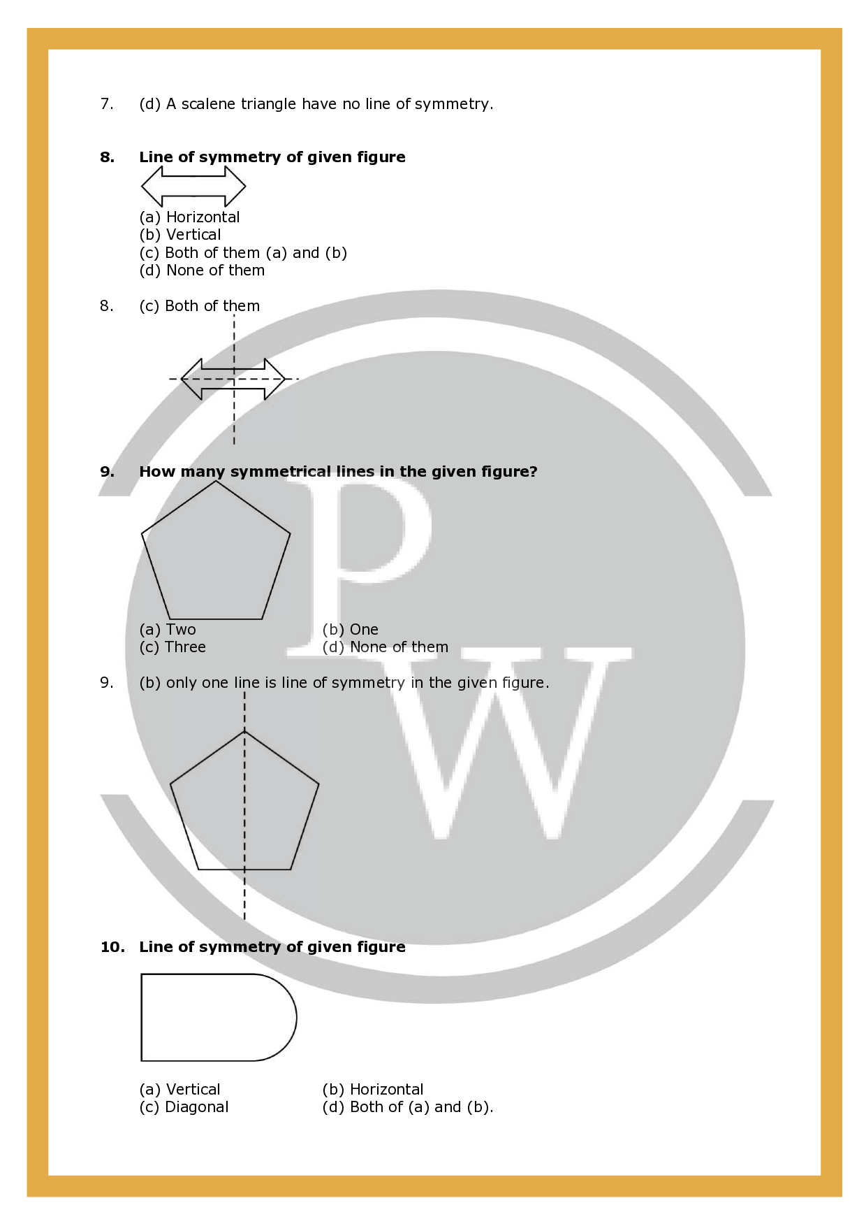 Class 6 maths chapter-13 Symmetry | Worksheet-3 | PW