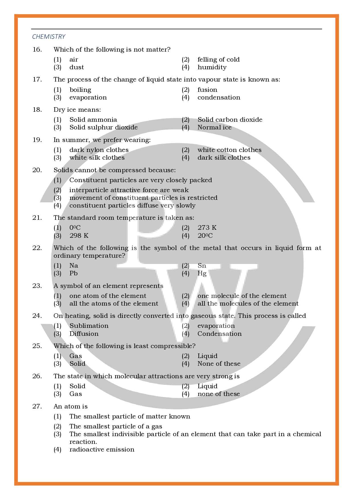 Class 7 Science Worksheet-9 With Answer key |Physics Wallah