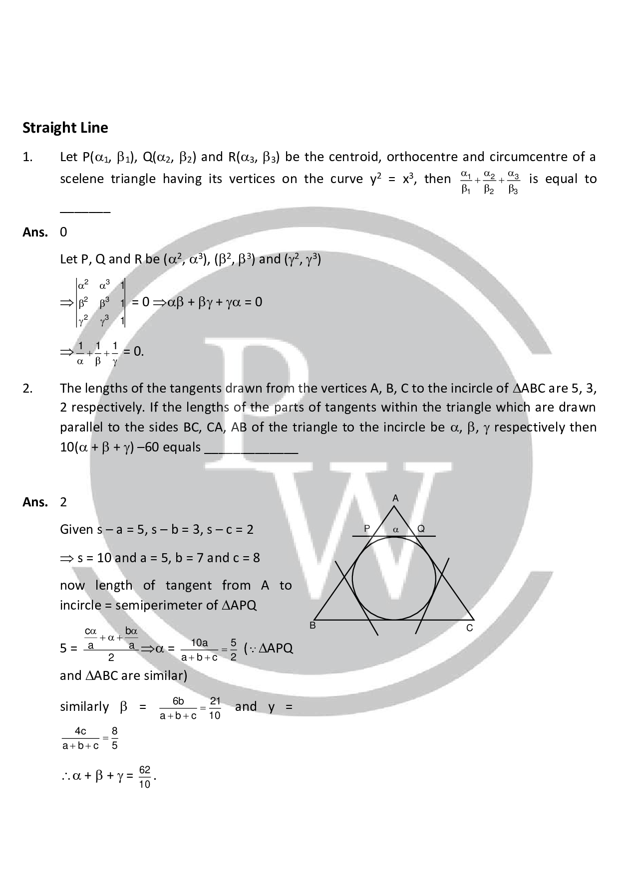 Integer Base Question for JEE Maths chapter- Straight Line | PW