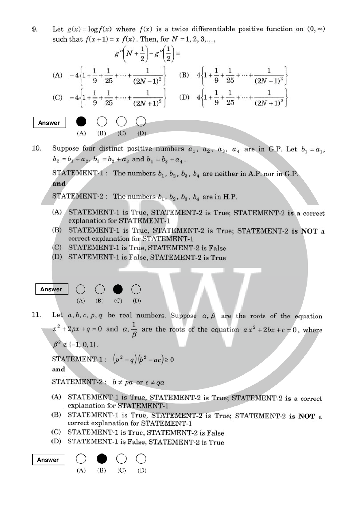 JEE Advance Question paper- 2008 Paper-2 With Answer Key | PW
