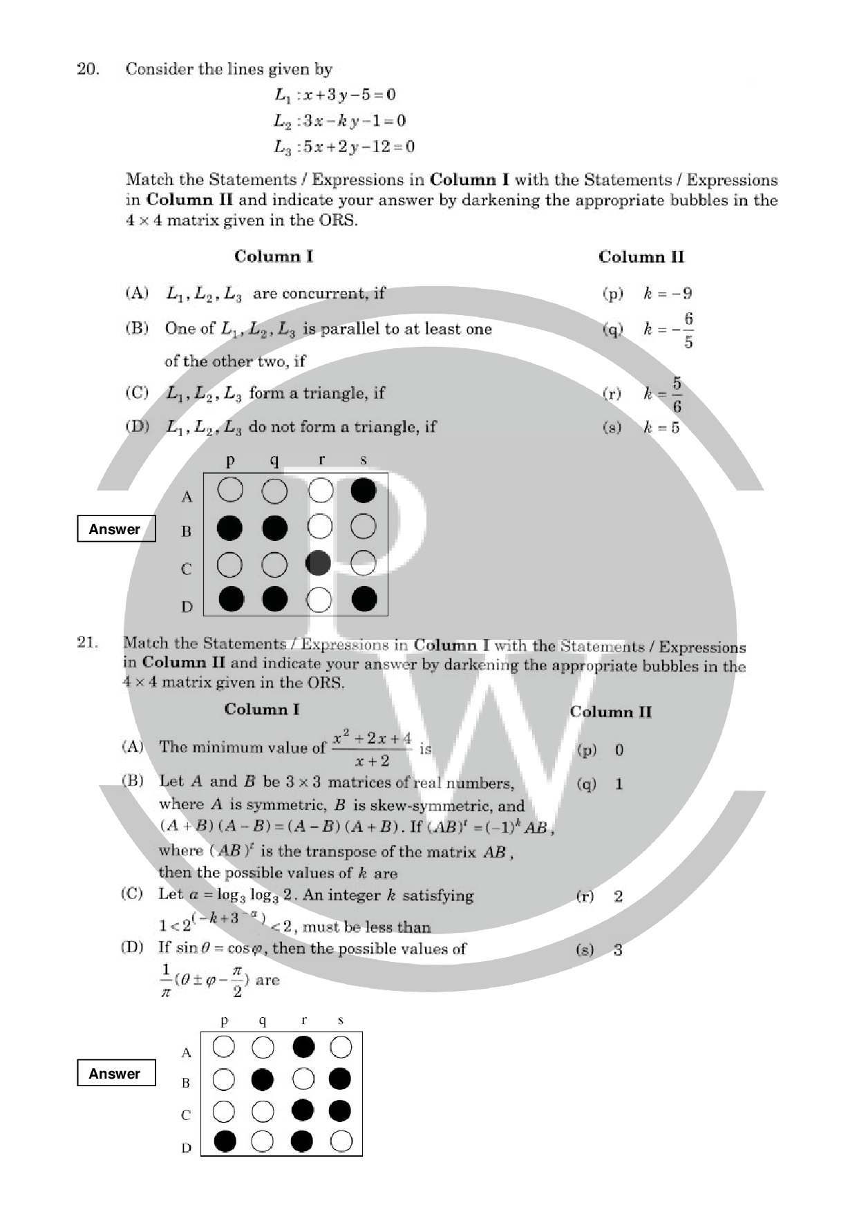 JEE Advance Question paper- 2008 Paper-2 With Answer Key | PW