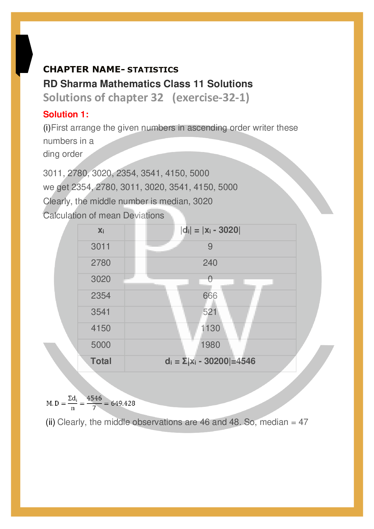 RD Sharma class 11 solution|Statistics Exercise-32A| Physics Wallah