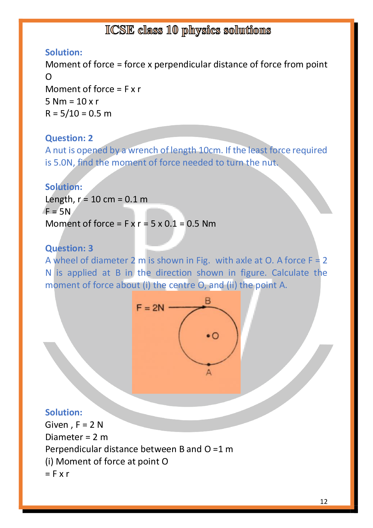 Solutions of Chapter-1 Force for ICSE class 10 Physics | PW