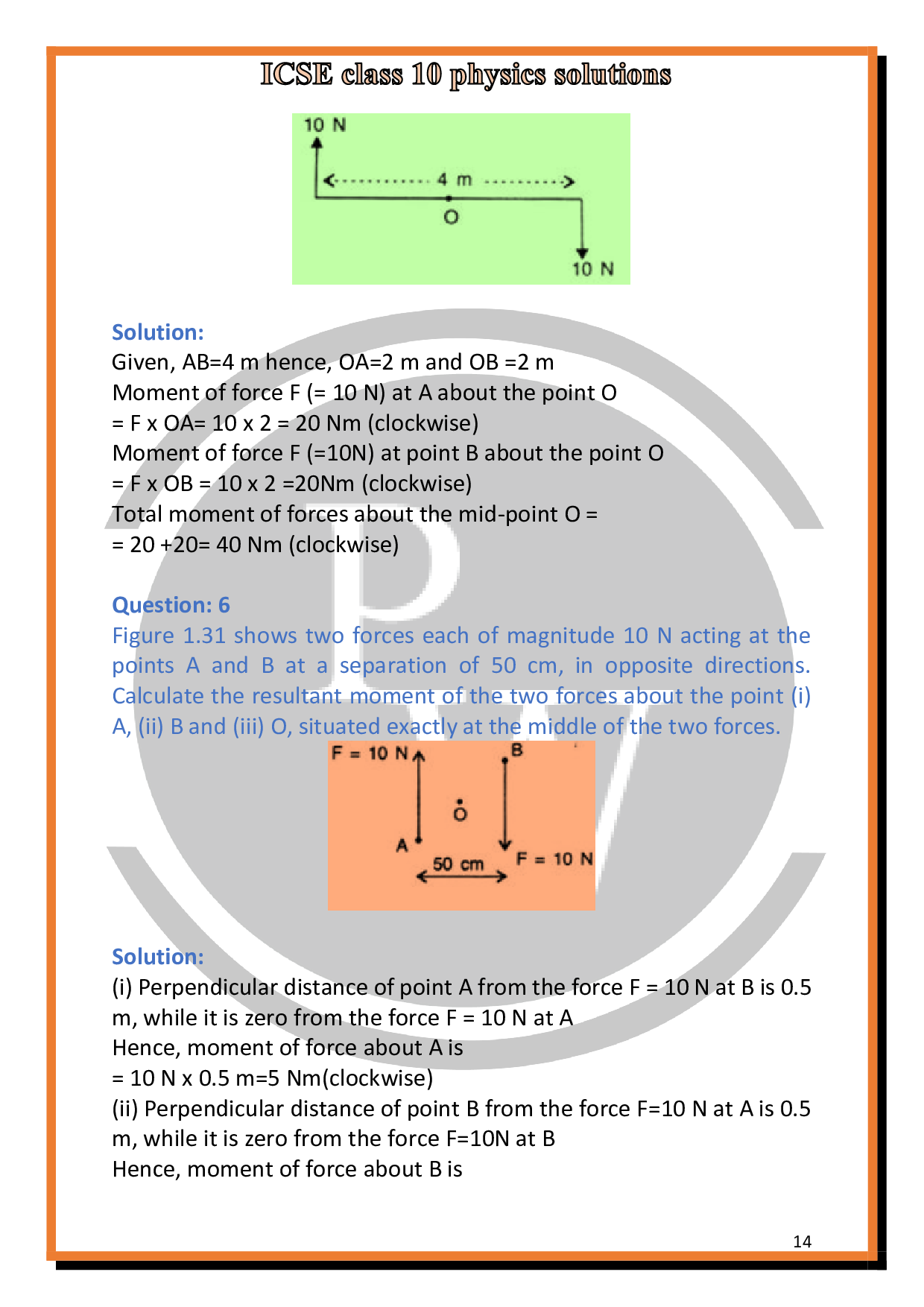 Solutions of Chapter-1 Force for ICSE class 10 Physics | PW