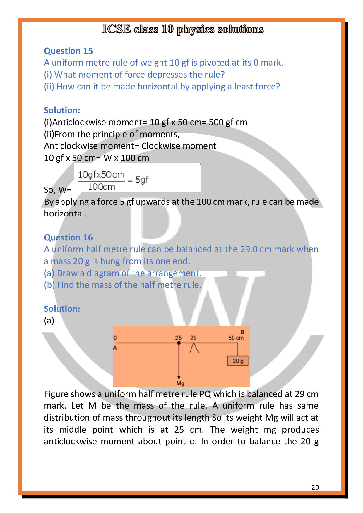 Solutions of Chapter-1 Force for ICSE class 10 Physics | PW