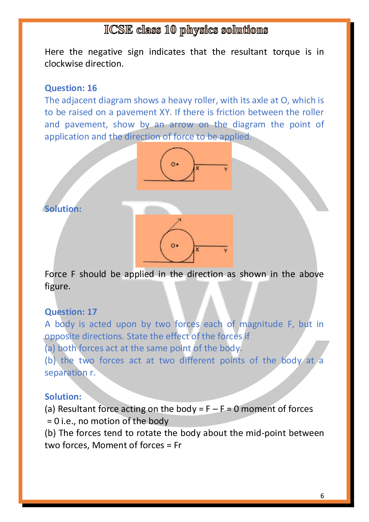 Solutions of Chapter-1 Force for ICSE class 10 Physics | PW