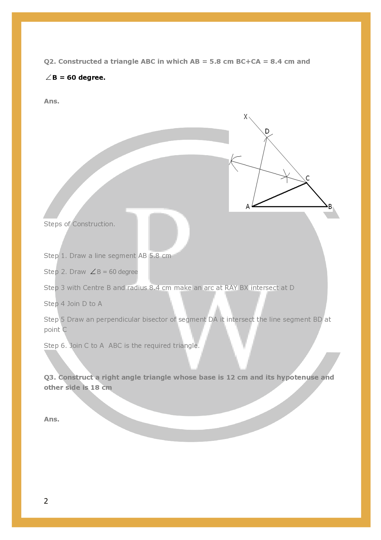 Class 9 Maths Chapter 11 Constructions CBSE Important Questions PW Class 9 Maths Chapter 11 Constructions CBSE Important Questions PW