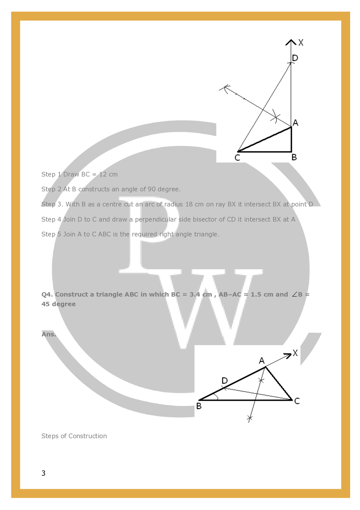 Class 9 Maths Chapter 11 Constructions CBSE Important Questions PW Class 9 Maths Chapter 11 Constructions CBSE Important Questions PW