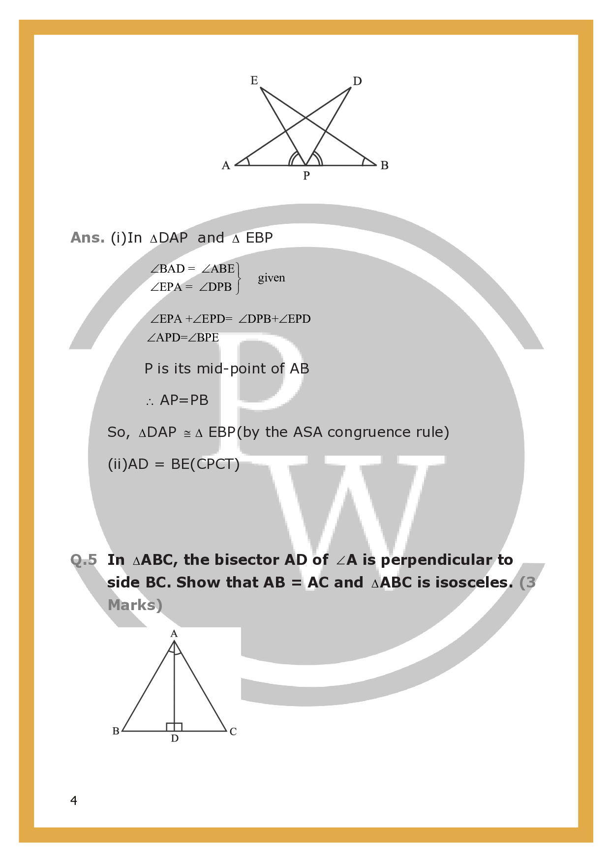 CBSE Important Questions for class 9 maths chapter-7 Triangles