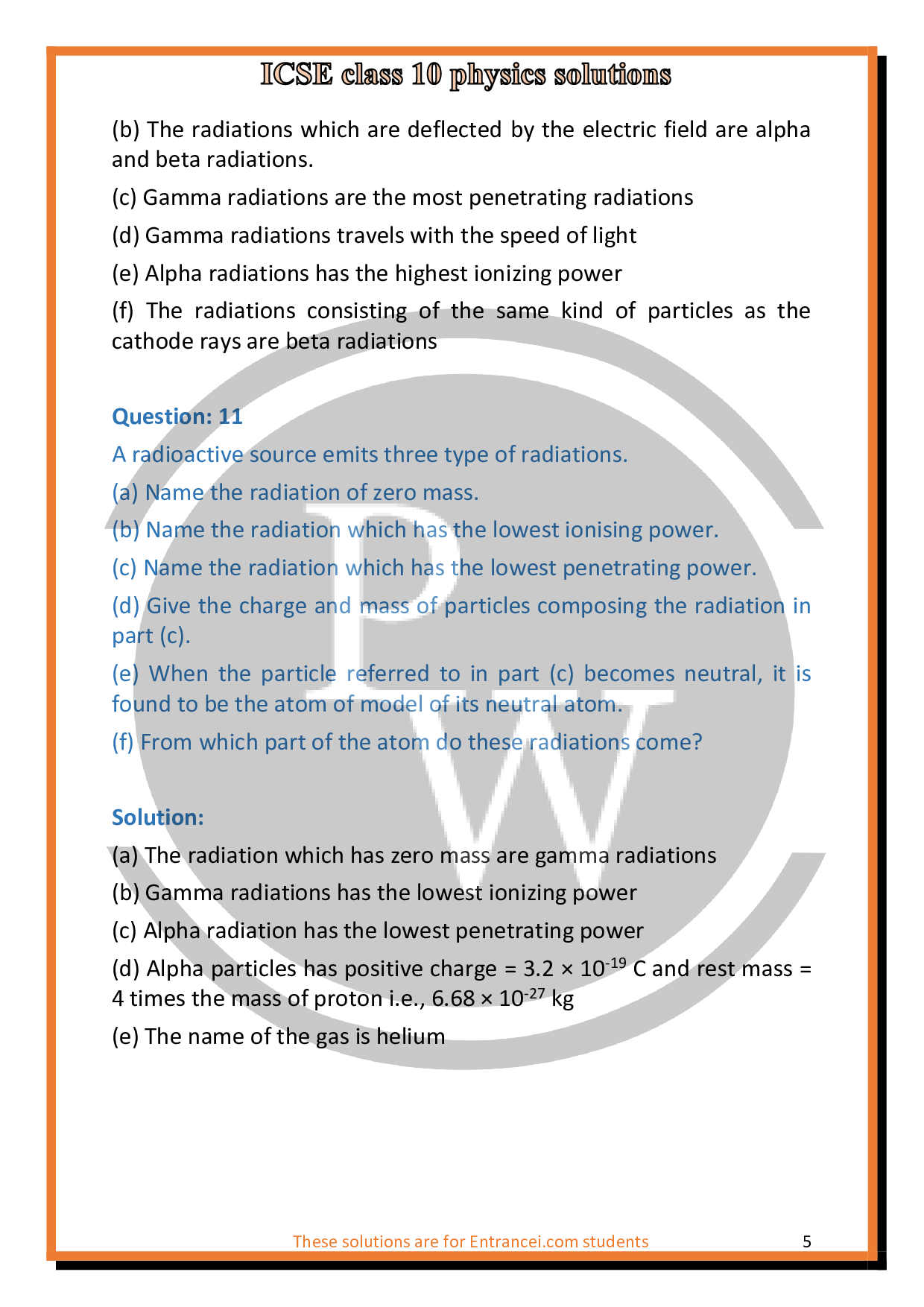 Solutions of Chapter-12 Radioactivity of ICSE Class 10 Physics | PW
