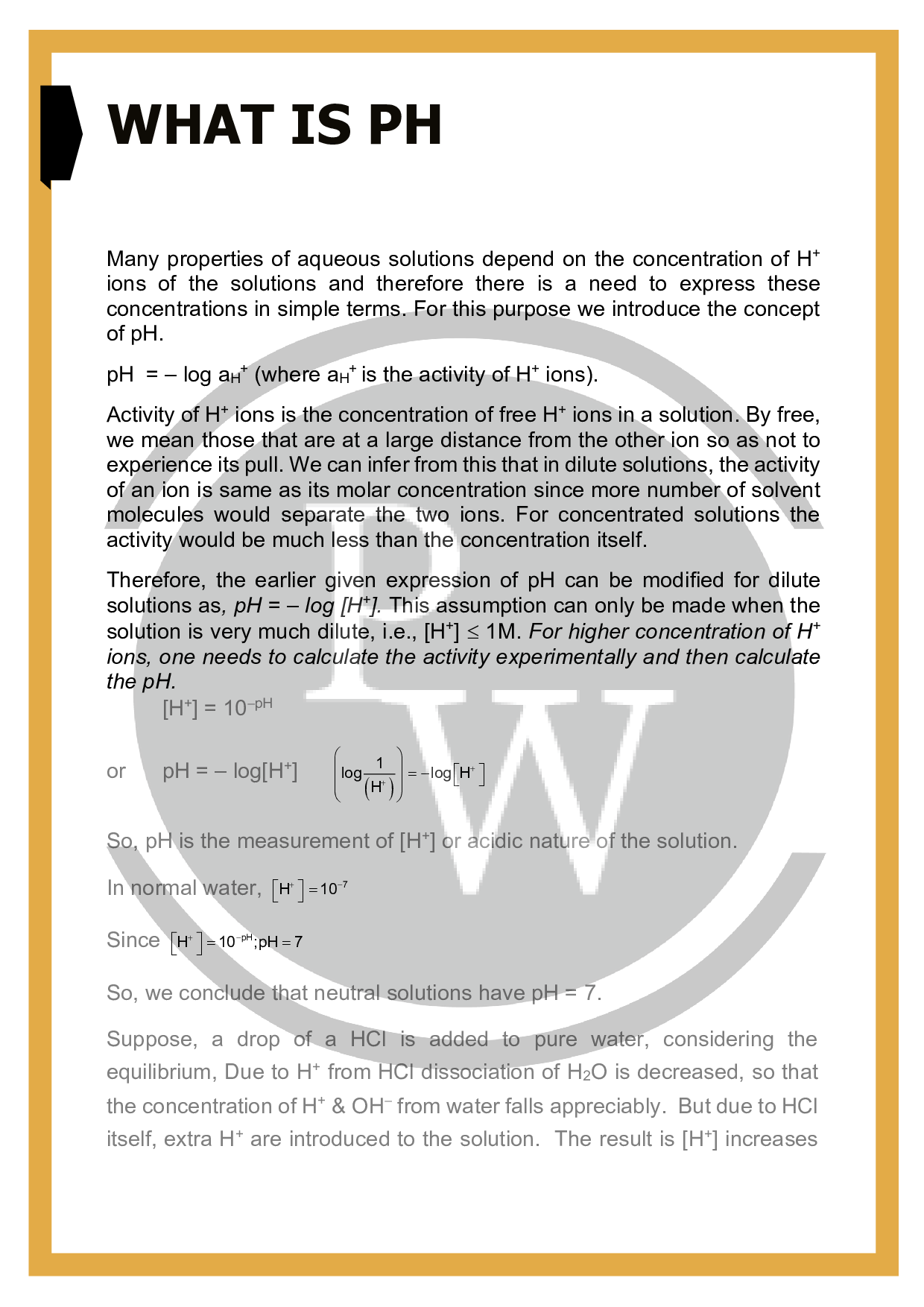 What is Ph ? | Find the detail calculation of Ph of solutions | PW