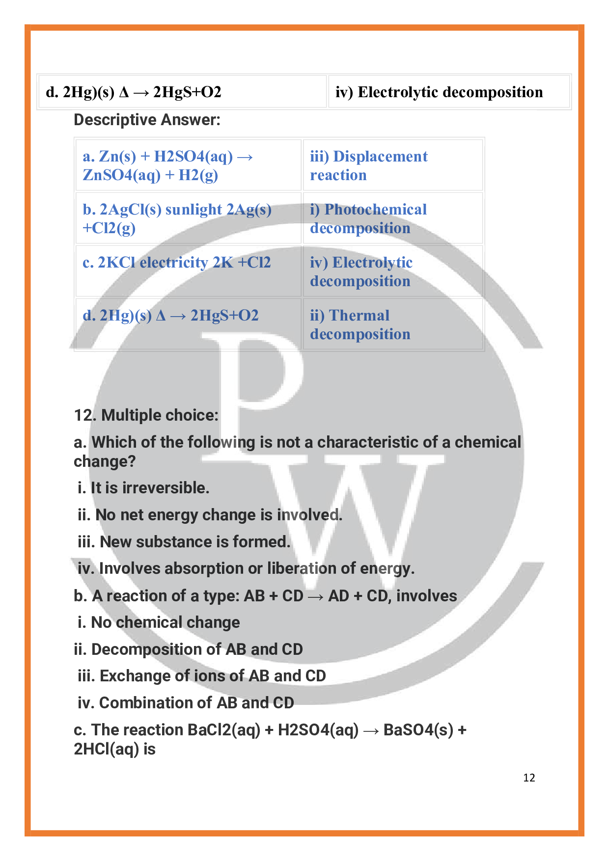 ICSE Chapter-2 Chemical Changes and Reactions Class 9 | Physics Wallah