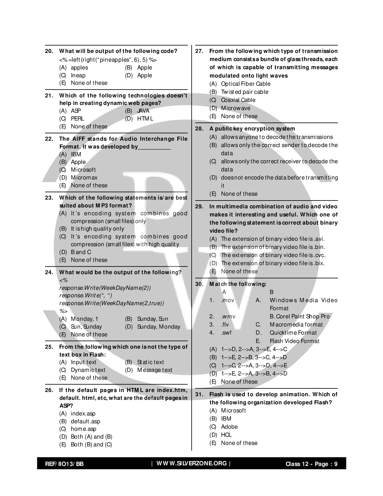 International Informatics Olympiad 2013 Question paper for class 12| Physics wallah