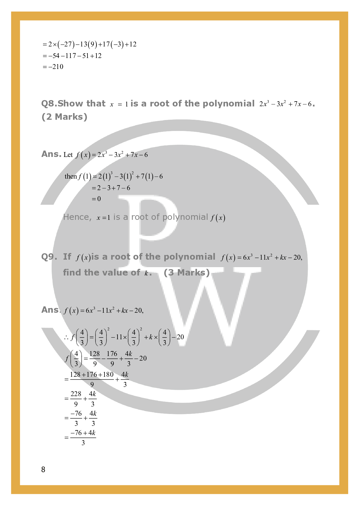 CBSE Important Questions of Chapter Polynomials Class 9 | PW