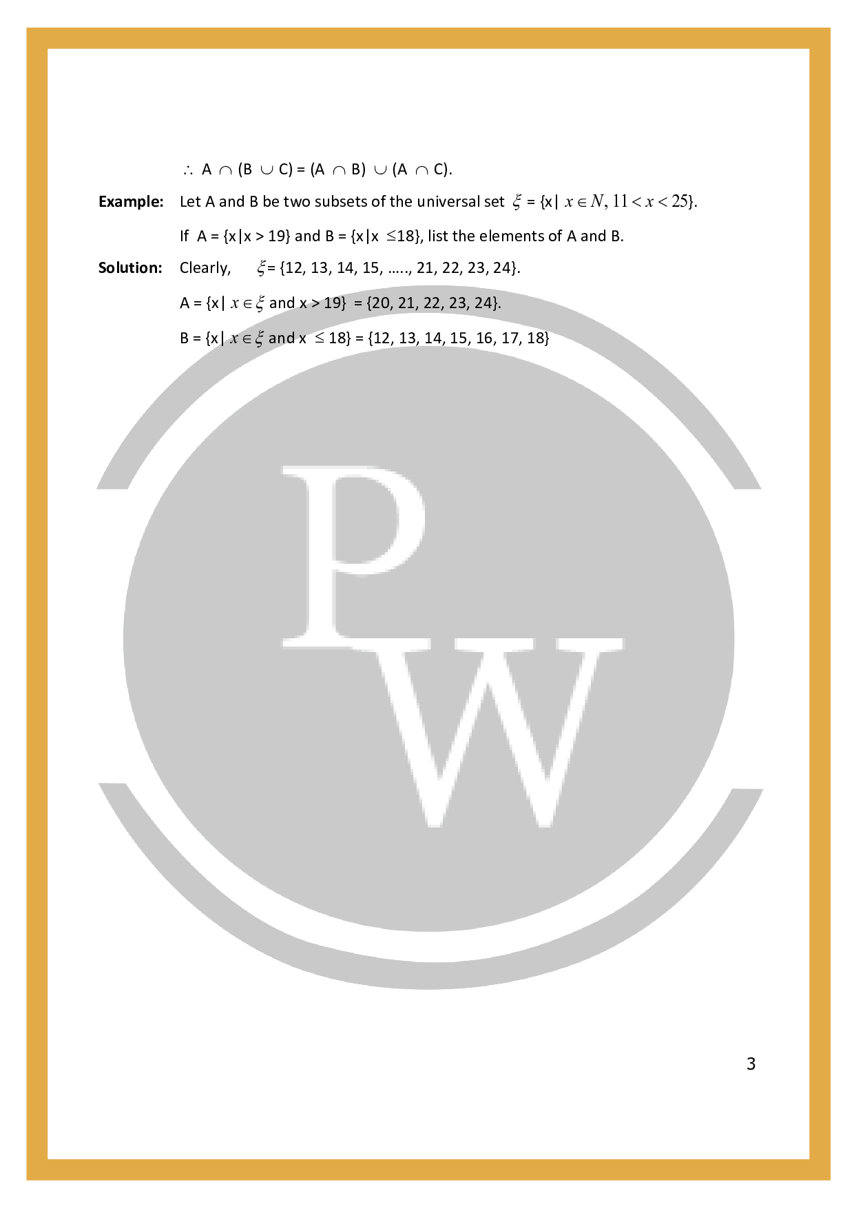 Maths for chapter-8 Sets Worksheet for class 7 | PW