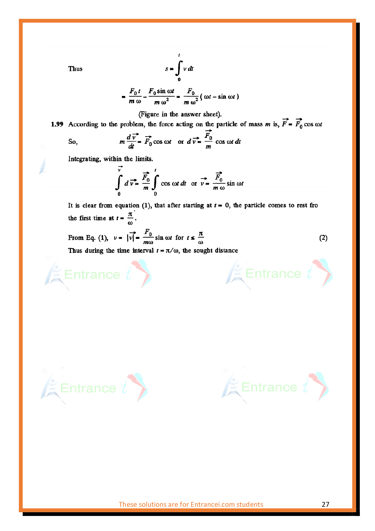 I.E. Irodov Solutions on The Fundamental Equation of Dynamics | PW