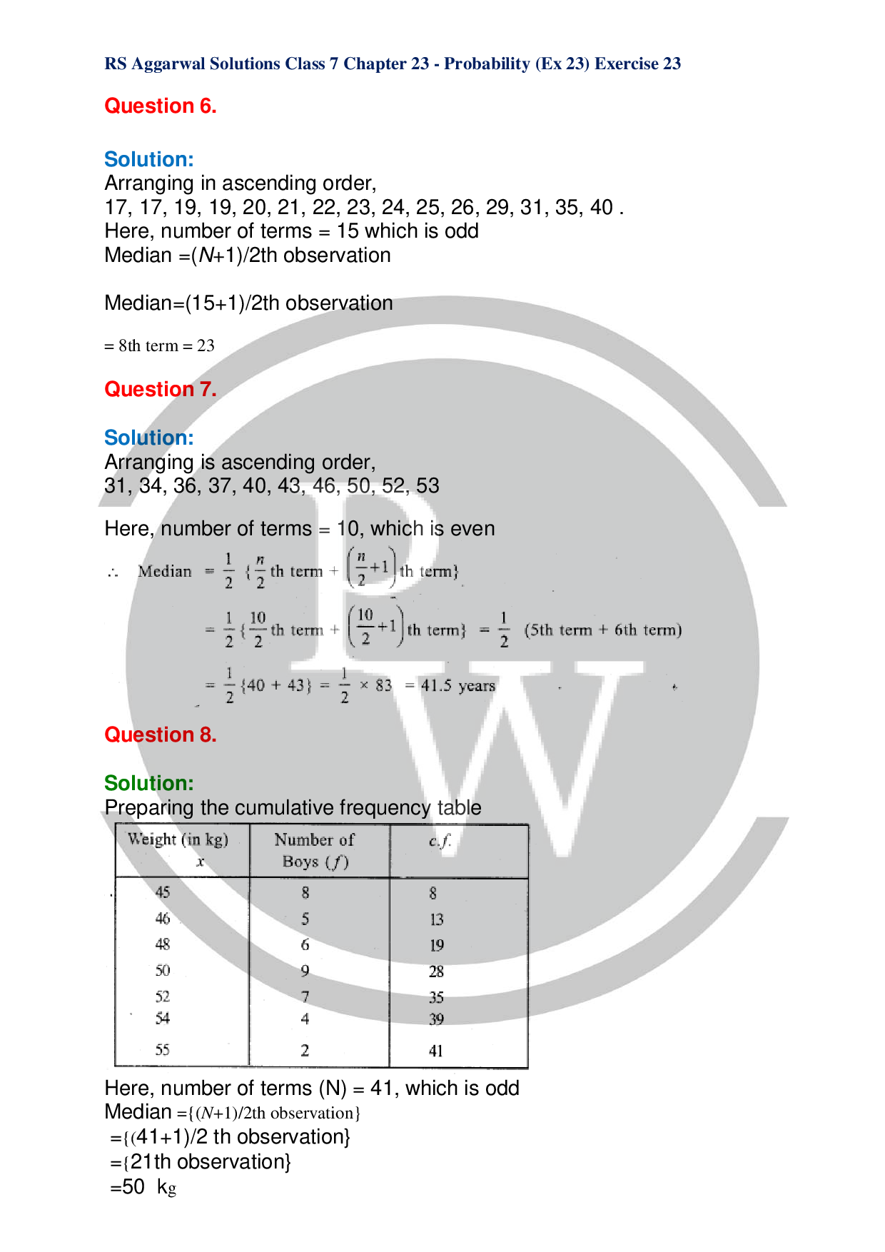 RS Aggarwal Maths Solutions For Probability | Physics Wallah