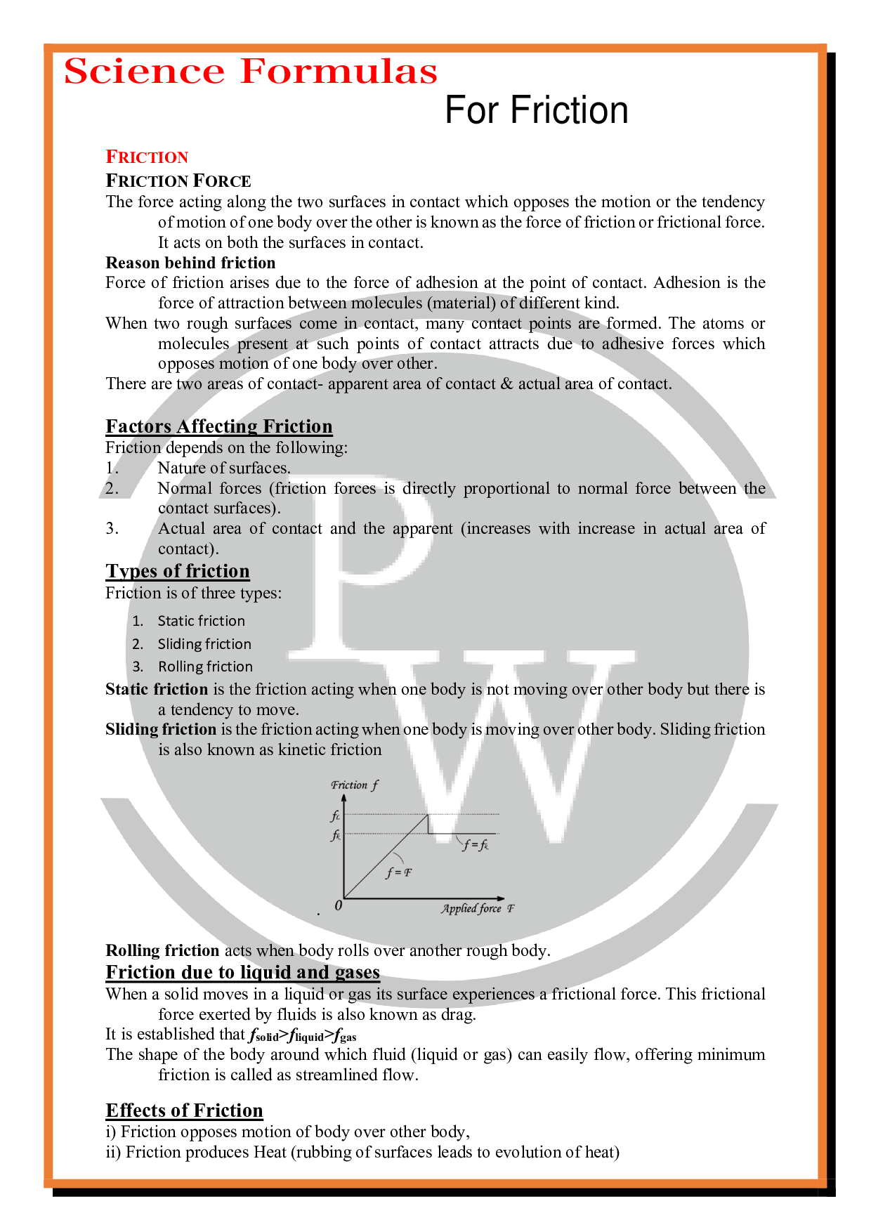 C class 8 science chapter-Friction Short Notes and Formulas