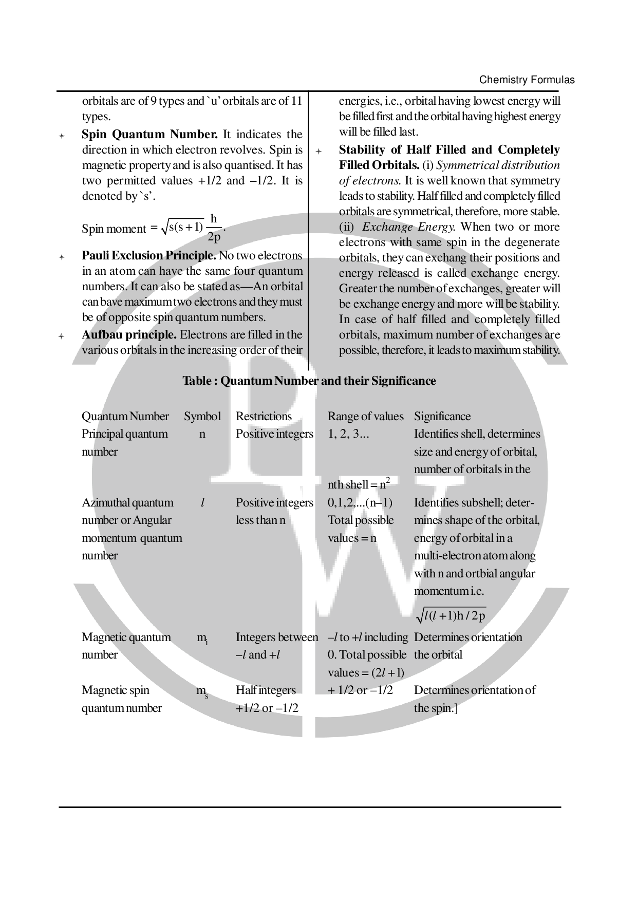 Chemistry Formula for Class 11 Chapter- Atomic Structure | PW