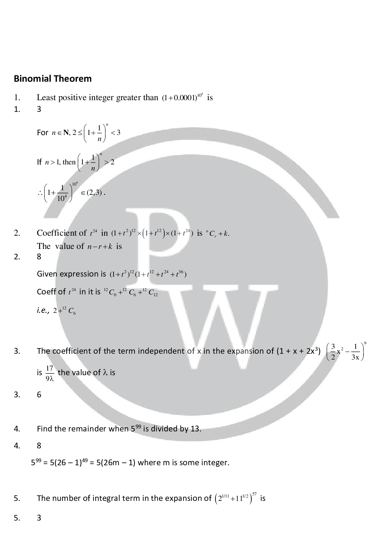 Integer base question for JEE Maths Binomial Theorem