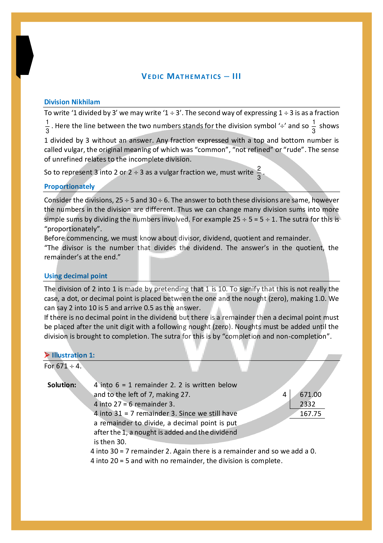 Vedic Maths Tips & Trick for-Division by Nikhilam